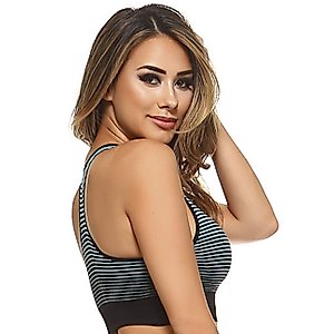 YELETE Ombre Stripe Sports Bra Color Aqua Size M
