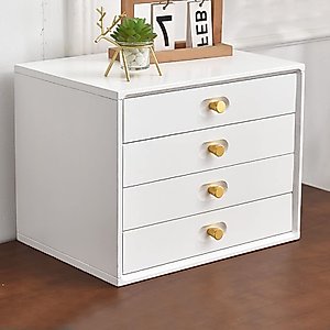 Flat File Cabinet Storage, Desktop Drawer Cabinet, Wooden File Cabinet/Desktop Storage Cabinet/Data Cabinet, A4 Treatment Storage Cabinet for Home Desktop Office ( Color : White , Size : 4 layer )