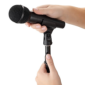 On-Stage QK-2B Quik-Release Mic Adapter (For Quick, Easy Microphone Interchange, Screwless Mount with Push-Button Release and Click-Together Connection, 5/8"-27 Threading, Shock Absorbent, Black.