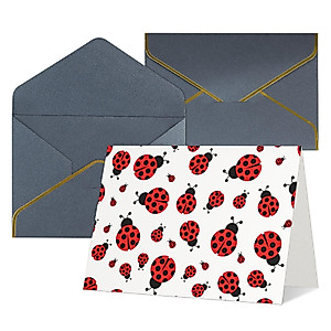 PAILON Fresh Ladybug Thank You Cards With Envelopes, Blank Greeting Note Cards With Envelopes Blank Inside, Funny Birthday Cards For Women Men, Thank You Card For Wedding Business,Graduation