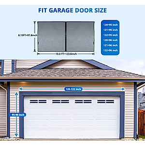 Garage Door Screen For 1 Car 10x8FT, Magnetic Screen Garage with Retractable Fiberglass Mesh and Heavy Duty Weighted Bottom, Easy Assembly & Pass, Hands Free Screen Door w/ 40 Magnets for Garage/Patio