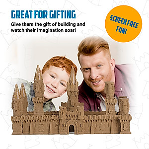 Create A Castle Indoor Sandcastle Play Sand Kit, 2.65 lbs Sensory Play Sand, BuildMaster Reusable Castle Magic Sand Toy Set for Kids, 25 Pieces and Playmat, for Kids 6+