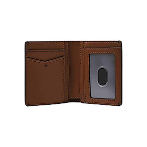 Fossil Men's Joshua Vegan Cactus Slim Minimalist Bifold Front Pocket Wallet, Medium Brown, (Model: ML4462210)