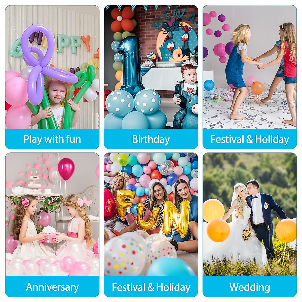 ALUNME Balloons Pump Electric for All Balloons,Portable 260 Balloon Pump Electric Blower Inflator,w/10pcs 260 Balloons,Foil Unicorn Balloon&Extension Tube