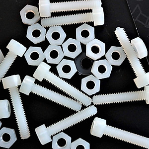 50 x Nylon Socket Head, plastic machine screws, M4 x 20mm, Plastic Bolts, Nuts & Washers, Fasteners, (5/32 x 25/32 in)