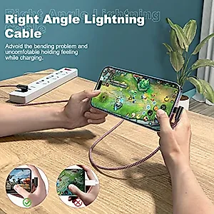3 Pack iPhone Charger 10FT [Apple MFi Certified] Right Angle Lightning Cable iPhone Fast Charging Cord Nylon Braided for iPhone 14 13 12 11 Pro/Pro Max/Mini/XS/XR/8 7 Plus, iPad, AirPods (10 Foot)
