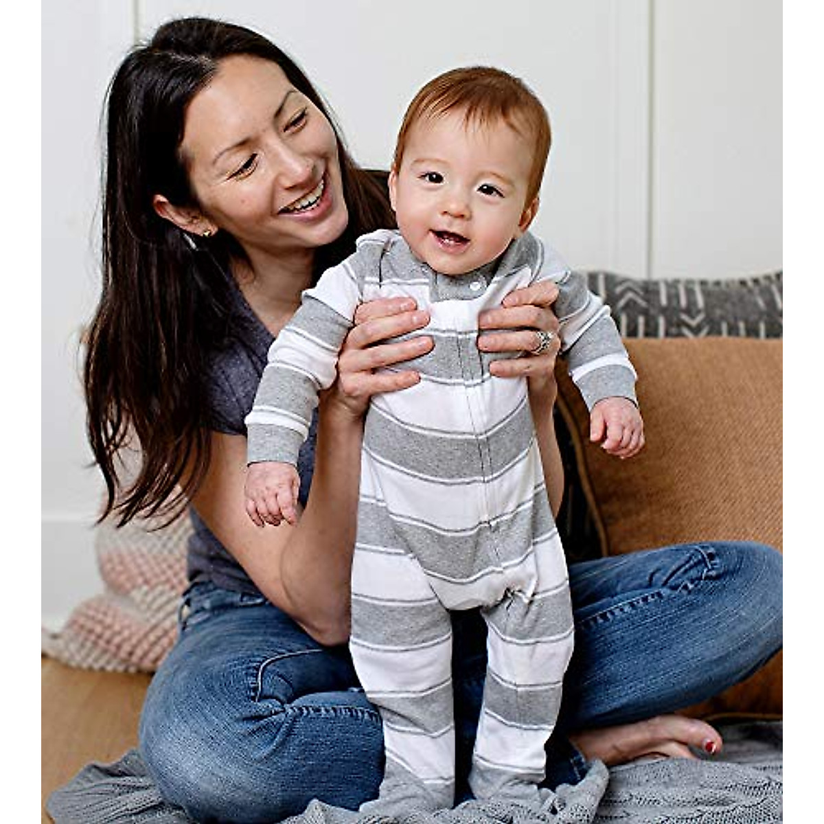 Burt's Bees Baby Sleep and Play PJs, 100% Organic Cotton One-Piece Zip Front Romper Jumpsuit Pajamas