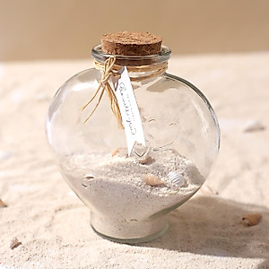 Magic Season Decorative Glass Bottles with Cork Stoppers (12 fl oz. Heart-Shaped Bottles / 2 Pcs)