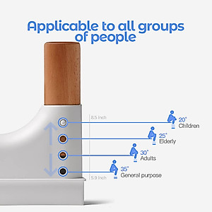 Poop Stool Toilet Stool Adults for Bathroom, 5.9" to 8.5" Adjustable Height Toilet Stool Squat Adult (White, Beechwood Feet)