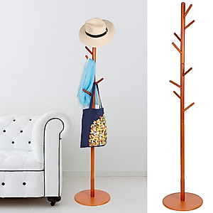 Coat Rack Freestanding,Coat Rack,Hall Tree,Coat Tree,Wooden,Coat Rack Stand with 8 Hooks Adjustable Coat Standing Tree for Coats, Hats, Scarves