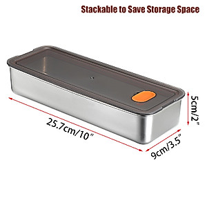 JUXYES Bacon Storage Container for Refrigerator, Stainless Steel Bacon Storage Box for Fridge with Transparent Lid, Airtight Bacon Storage Keeper, Deli Meat Saver Cuts Food Storage Organizer