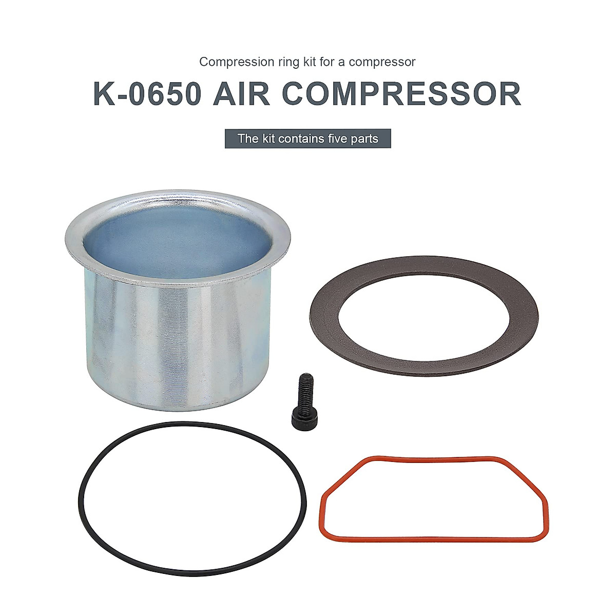 Thaekuns 2pcs K-0650 Air Compressor Cylinder Sleeve and Compression Ring Kit, Cable Air Compressor Service Kits for Craftsman DeVilbiss Porter Cable Compressor