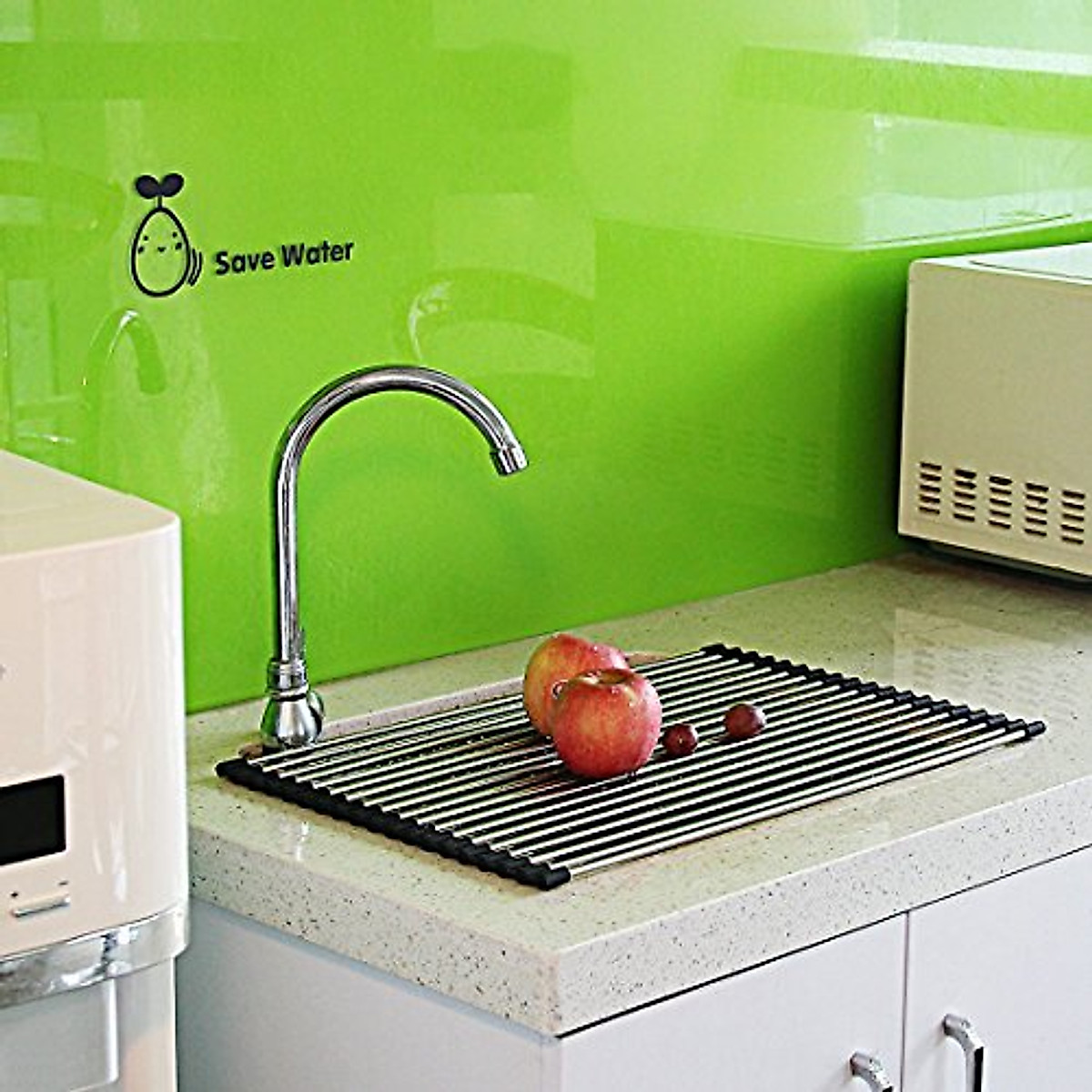 Ahyuan Roll up Dish Drying Rack Over The Sink Dish Drying Rack Dish Racks for Kitchen Counter Dish Rack Over Sink Camper Accessories Dish Drying Rack (Black, 13.8''Wx17.7''L)