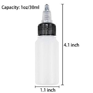 Bekith 40 Pack 1oz Dispensing Bottles, Boston Round HDPE Plastic Bottle with Twist Top Cap, Empty Plastic Squeeze Bottle
