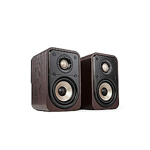 Polk Signature Elite ES10 Surround Loudspeaker - Hi-Res Audio Certified, Dolby Atmos & DTS:X Compatible, 1" Tweeter & 4" Woofer, Power Port Technology for Effortless Bass (Pair, Contemporary Walnut)