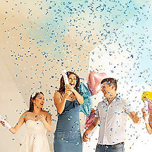 Gender Reveal Confetti Cannon - 4 Pack Butterfly Confetti Poppers | Gender Reveal Ideas | Gender Reveal Powder Cannon Blue, Color Reveal | Gender Reveal Powder Sticks, Blue Confetti | Gender Reveal Party Supplies | Gender Reveal Poppers | Poppers Confetti