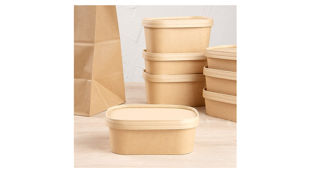 Bio Tek Lids for To Go Containers - 100 Kraft Lids