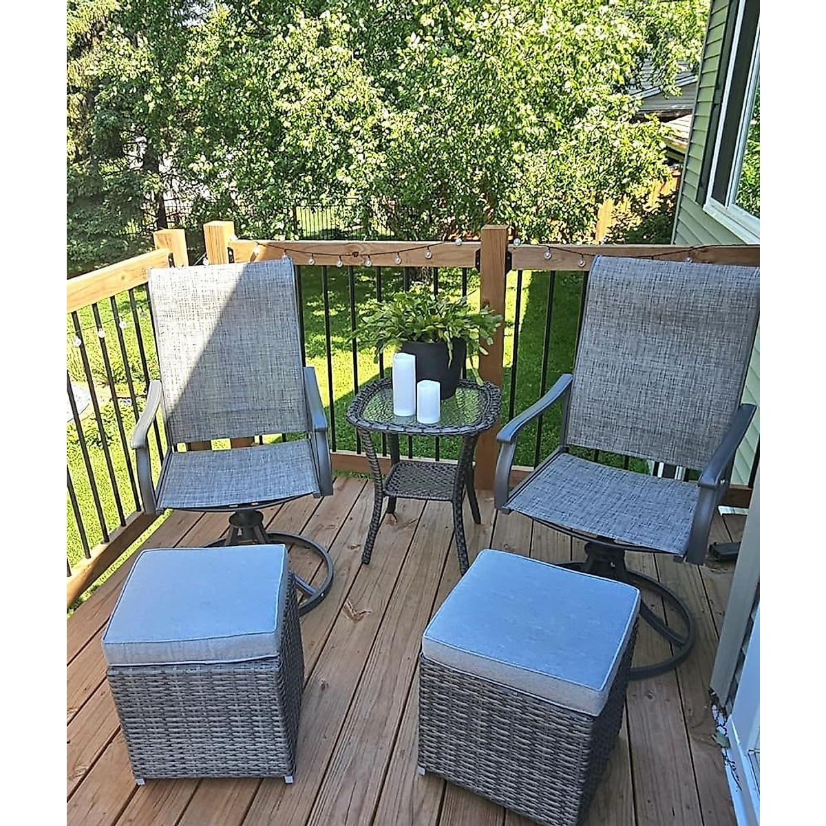 VICLLAX Patio Swivel Dining Chairs Set of 2, Outdoor Swivel Breathable Textilene Patio Chairs Lawn Chairs for Front Porch Backyard Deck, Dark Grey Frame