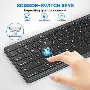 JPHTEK Folding Bluetooth Keyboard with Numeric Keypad, Full-Size Wireless Folding Keyboard with PU Leather Sync Up to 3 Devices, Rechargeable Portable Travel Keyboard for Windows iOS Android