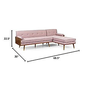 Christopher Knight Home Harriet Sectional, Light Blush, Dark Walnut