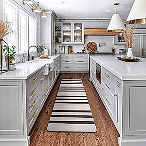 FRESHMINT Farmhouse Stripe Anti-Fatigue Kitchen Mat Set of 2, Cushioned Foam Kitchen Mats for Floor, Waterproof Non Slip Comfort Mat, Modern Kitchen Rug for Kitchen Decor, Sink, Laundry, Office