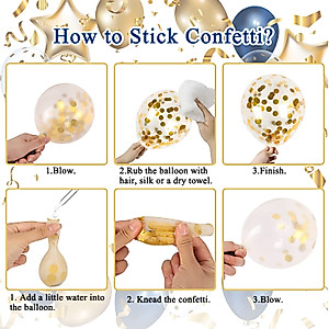 RUBFAC Navy Blue Gold Balloon Garland Arch Kit, 167pcs Royal Blue Gold White Balloons with Gold Confetti Balloons and Star Foil Balloons for Graduation Birthday Baby Shower Party Supplies Decorations