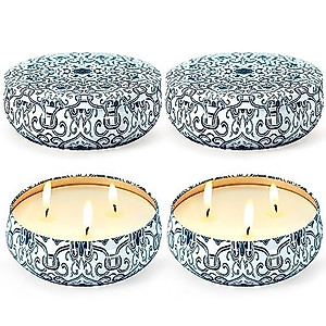 Citronella Candles Outdoor Large Candles 4 Pack 54oz in Total，3-Wick Burning for 300 Hours Suitable for Garden，Patio，Camping，Picnic and Barbecue in Summer