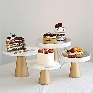 XENITE Dessert Set of 2 Round Cake Stands for Dessert Table Wood Cupcake Stand W/Metal Round Pedestal Holder Dessert Display Plate Serving Tray for Party Fruit Plate