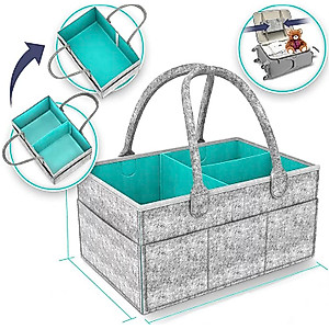 Baby Diaper Caddy Nursery Storage Bin and Car Organizer for Diapers and Baby Wipes Grey