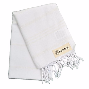 Bersuse 100% Cotton Anatolia Turkish Hand Towel - 23x43 Inches, White