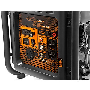 WEN GN400i RV-Ready 4000-Watt Open Frame Inverter Generator, CARB Compliant, Black/orange & GNA50i 50-Amp 6000-Watt Parallel Connection Kit for Inverter Generators, Black