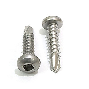 Bolt Dropper 8 x 3/4" Stainless Pan Head Square Drive Sheet Metal Self Tapping Drilling Screws, (100pc) 410 SS, Corrosion Resistant Choose Size and Qty,.