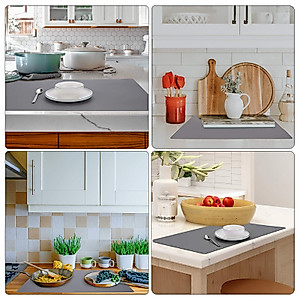 Silicone Mats for Kitchen Counter, Thicker 0.06", 25 x 17 inches Multipurpose Table Mat, Silicone Pad Desk Work Mat, Nonstick Nonskid Heat-Resistant Pad, Placemat, Dark Gray, 2PCS