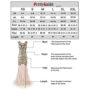 PrettyGuide Women 's 1920s Art Deco Sequin Gatsby Formal Evening Prom Dress L Champagne
