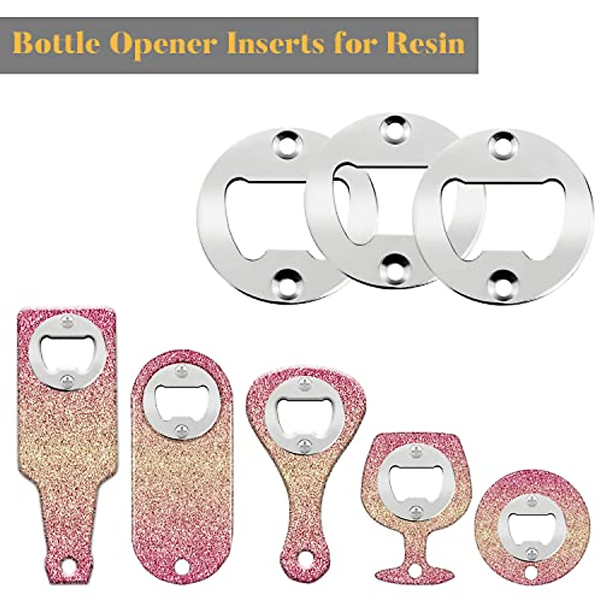 Bottle Opener Insert - 20 Sets Stainless Steel Bottle Opener Inserts Kit with Screws Screwdriver for Bottle Opener DIY Resin Mould Kit Bottle Opener Hardware Parts Supply