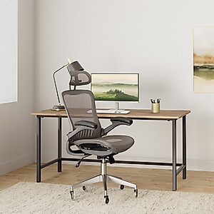 NOUHAUS ErgoFlip Mesh Computer Chair - Rolling Desk Chair with Retractable Armrest and Blade Wheels Ergonomic Office Chair, Desk Chairs, Executive Swivel Chair, Reinforced Base (Blue)