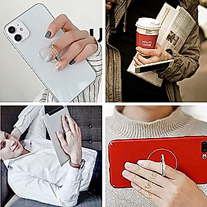 Kinizuxi Cell Phone Ring Holder Stand 2 Packs Sliver, Glitter Diamond Phone Ring Finger Kickstand Universal 360 Degree Rotation,Clear Phone Ring Grip Compatible with Various Mobile Phones