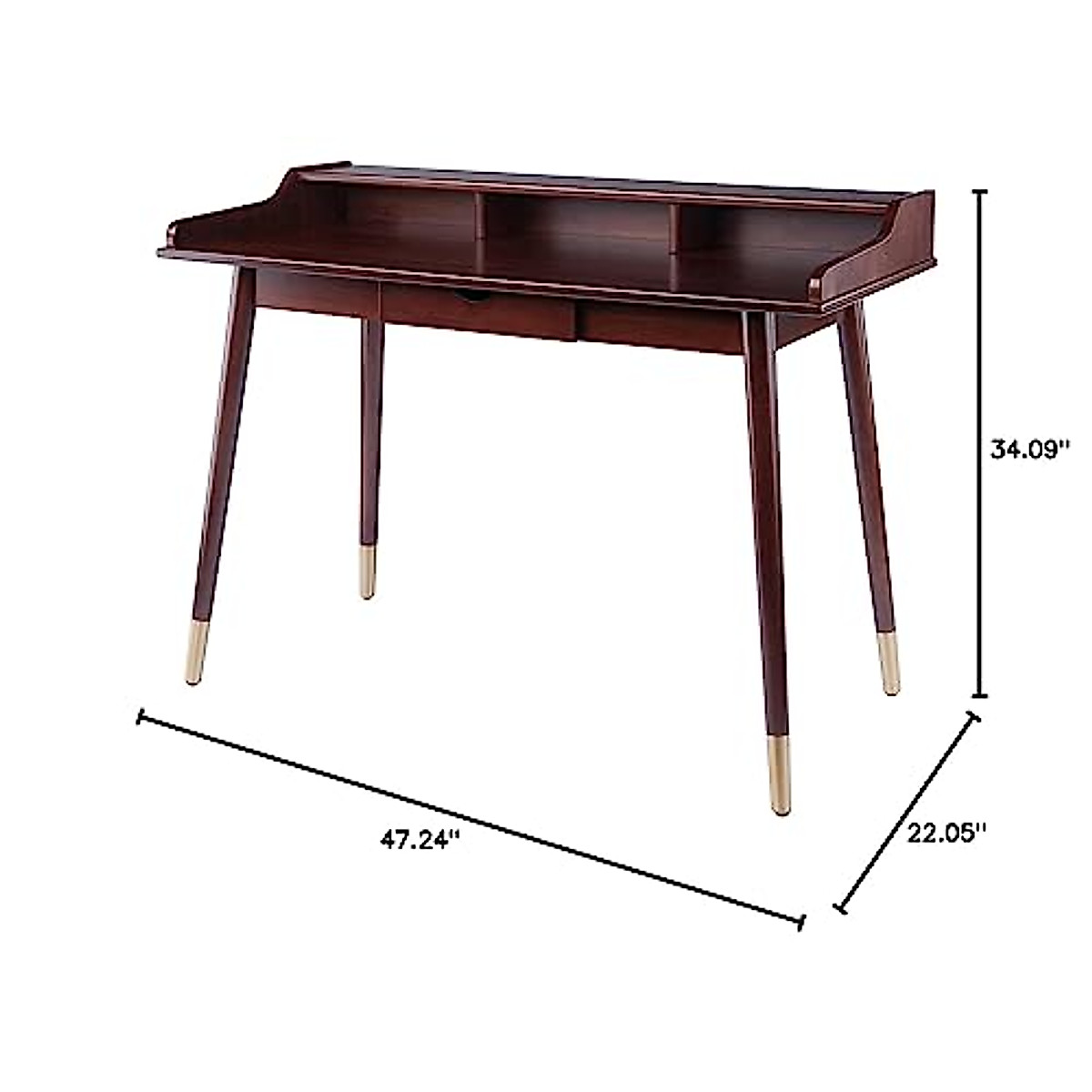 Winsome Wood Sonja Writing Desk, Walnut, 47.2"W x 22"D x 34"H