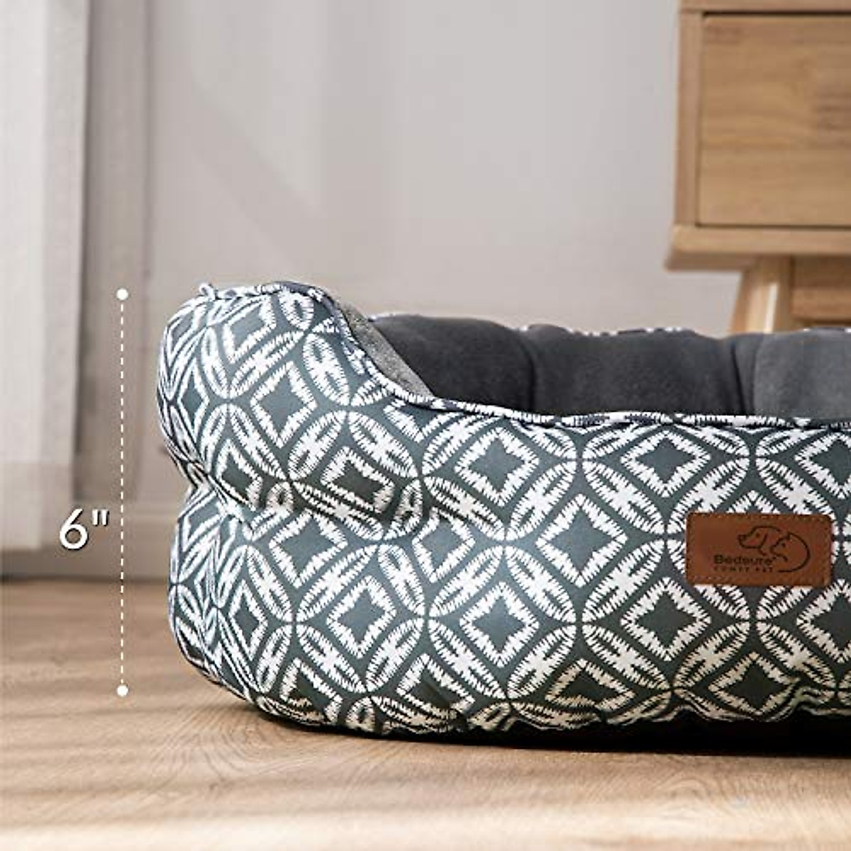 Bedsure Small Dog Bed for Small Dogs Washable - Cat Bed for Indoor Cats, Round Super Soft Plush Flannel Puppy Beds, Slip-Resistant Oxford Bottom, Coin Print Grey