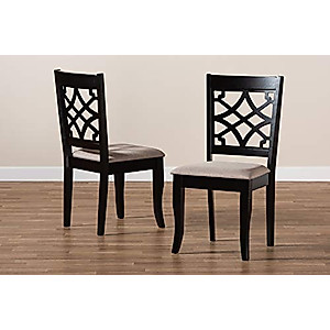 Baxton Studio Mael Dining Chair and Dining Chair Sand Fabric Upholstered and Espresso Brown Finished Wood 2-Piece Dining Chair Set