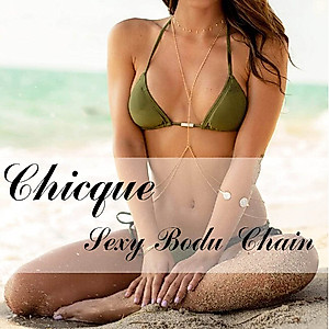 Chicque Sexy Body Chain Silver Harness Bikini Body Jewelry Layered Belly Waist Chain Party Body Accessory for Women and Girls