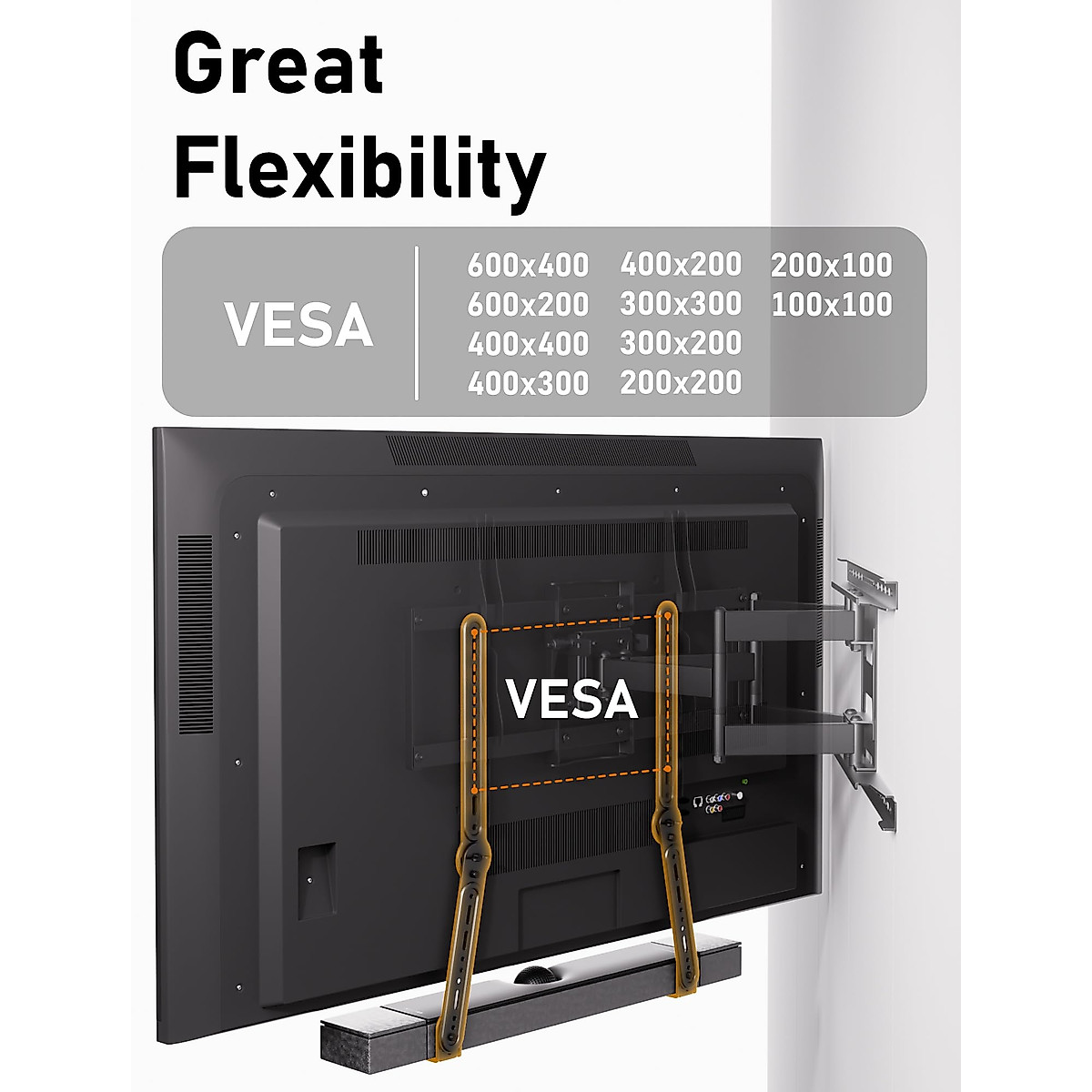 KAMIWI Soundbar Mount Bracket,SoundBar Mounts Under TV or Above TV,Soundbar TV Mount with 180° Adjustable Extension Plates and L-Shaped Hooks,Sturdy Soundbar Mounting Holder Max Load 22 Lbs