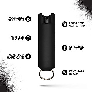 GUARD DOG SECURITY Quick Action Pepper Spray, Maximum Strength, 16-ft Range, Belt Clip For Easy Carry & Fast Access, keychain ready, Made in USA
