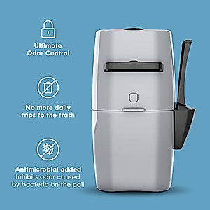 Litter Genie Plus Pail (Silver) | Cat Litter Box Waste Disposal System for Odor Control | Includes 1 Square Refill Bag
