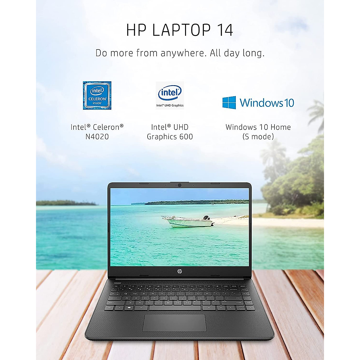 HP Stream 14" HD Touchscreen, Intel Celeron Dual-Core Processor, 4GB DDR4 Memory,192GB Storage (64GB eMMC+128GB Card),WiFi,Webcam,Bluetooth,1-Year Microsoft 365, Windows 10 S, Jet Black|TGCD Bundle