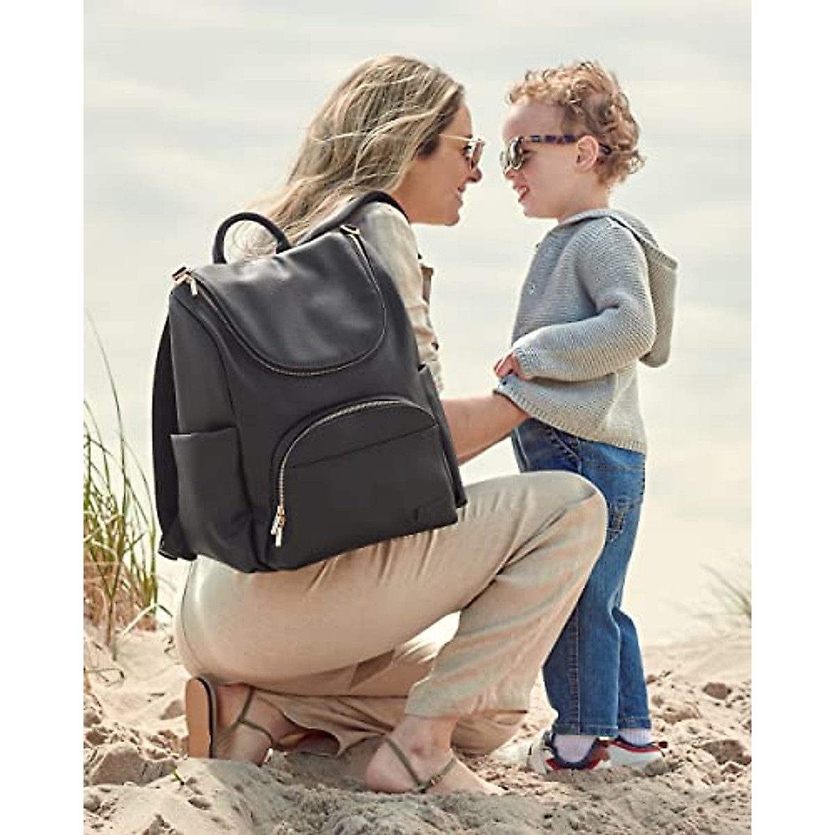 Skip Hop Diaper Bag Backpack: Evermore, Multi-Function Baby Travel Bag 6 in 1, Black