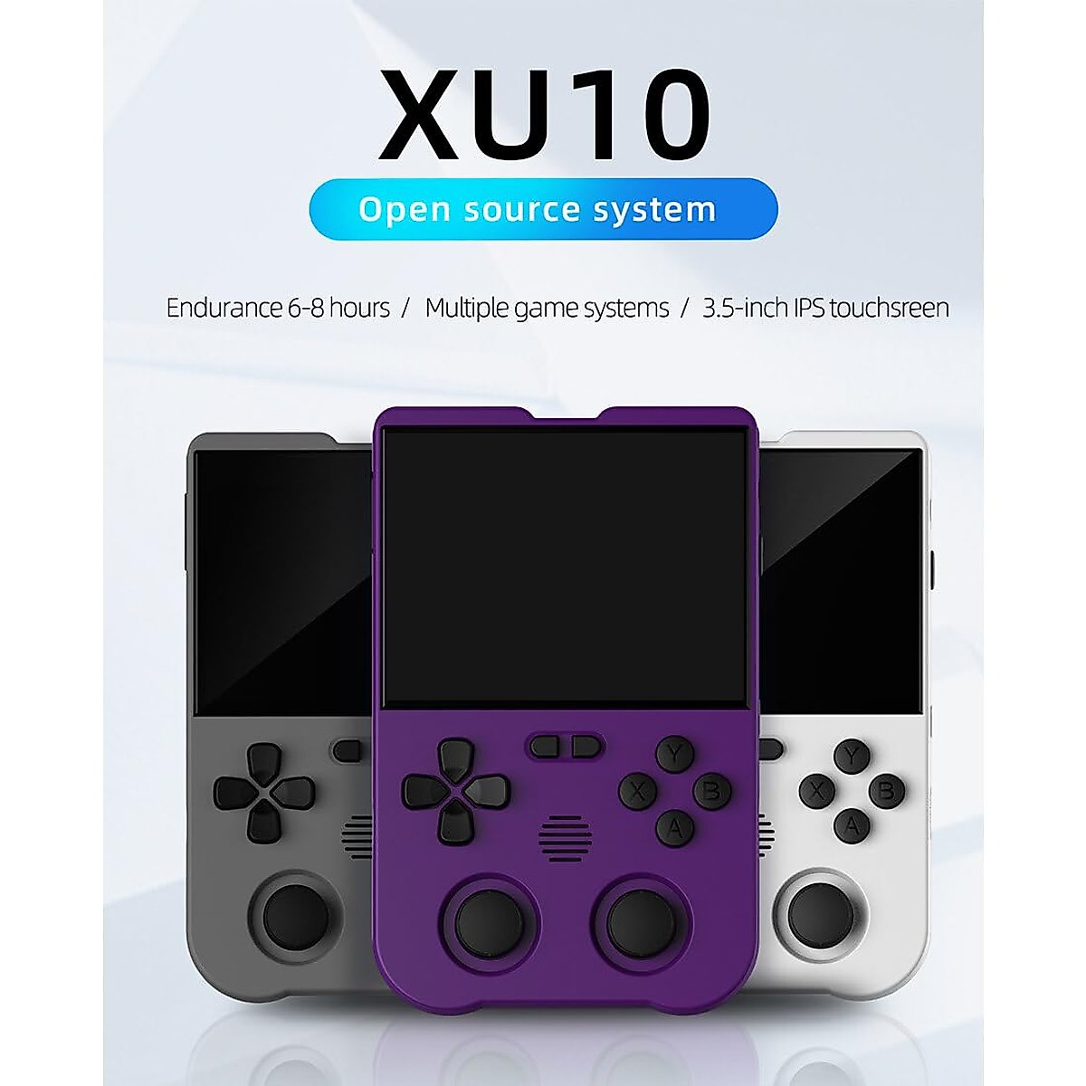 Aetheria XU10 Retro Handheld Game Console, 3.5-Inch IPS Screen Video Gaming Console with 12000+ Games, Linux System, RK3326S CPU, Supports Over 20 Emulator-Black