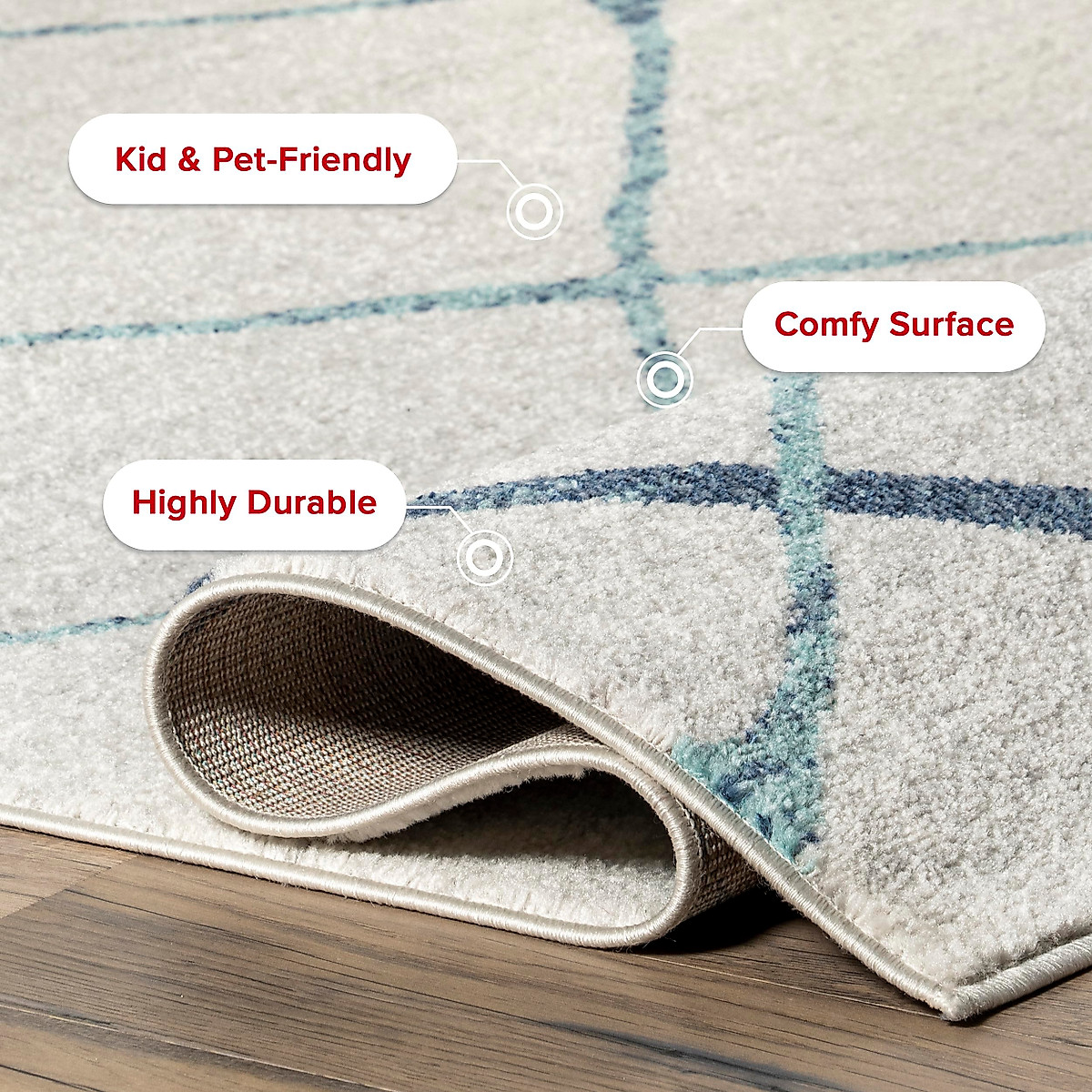 nuLOOM 8x10 Thigpen Contemporary Area Rug, Dark Orange, Abstract Lines, Non-Slip Backing, Stain Resistant, For Bedroom, Dining Room, Living Room, Hallway, Office, Kitchen, Entryway