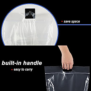 Clear Zipper Storage Bags Plastic Zipper Bags Transparent Zip Plastic Bags Expandable Bottom Bag with Carry Handle for Holding Clothes Food Craft (60 Pieces,12 x 12 Inch, 15 x 15 Inch, 17 x 17 Inch)