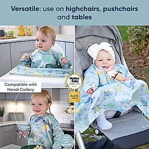 BIBaDO - Long Sleeve Baby Bibs - Babies & Toddlers 6-36 Months - Coverall Baby Led Weaning Bib - Easy Wipe, Soft & Waterproof